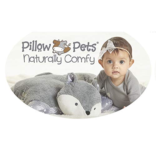 Pillow Pets Naturally Comfy Fox Stuffed Animal Plush Toy, Gray
