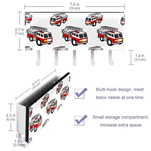 Fire Engine White Leather Hook Wall Mounted Coat Rack, 5 Hook Organizer Rail Rack for Door Kitchen Bathroom Bedroom Closet Room Entryway
