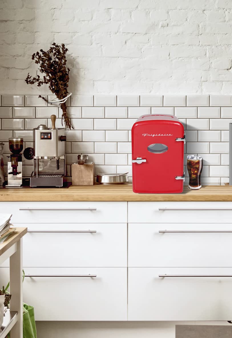 Frigidaire EFMIS175-RED Portable Mini Fridge-Retro Extra Large 9-Can Travel Compact Refrigerator, RED (Renewed)