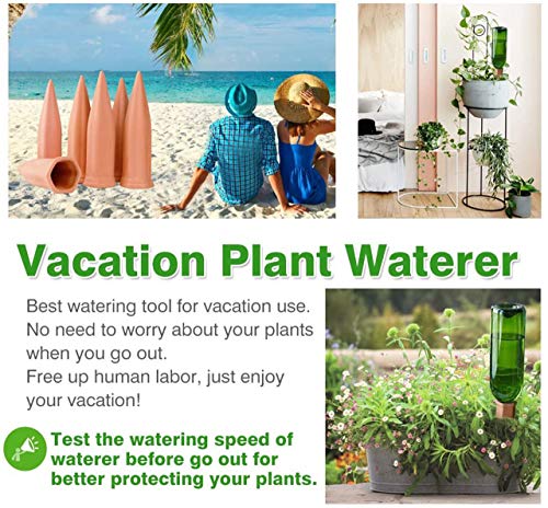 Plant Watering Devices 6 Pack Terracotta Vacation Plant Waterer Wine Bottle Watering Stakes Slow Release Plant Watering Spikes Perfect Self Watering Devices for Indoor Outdoor Plants