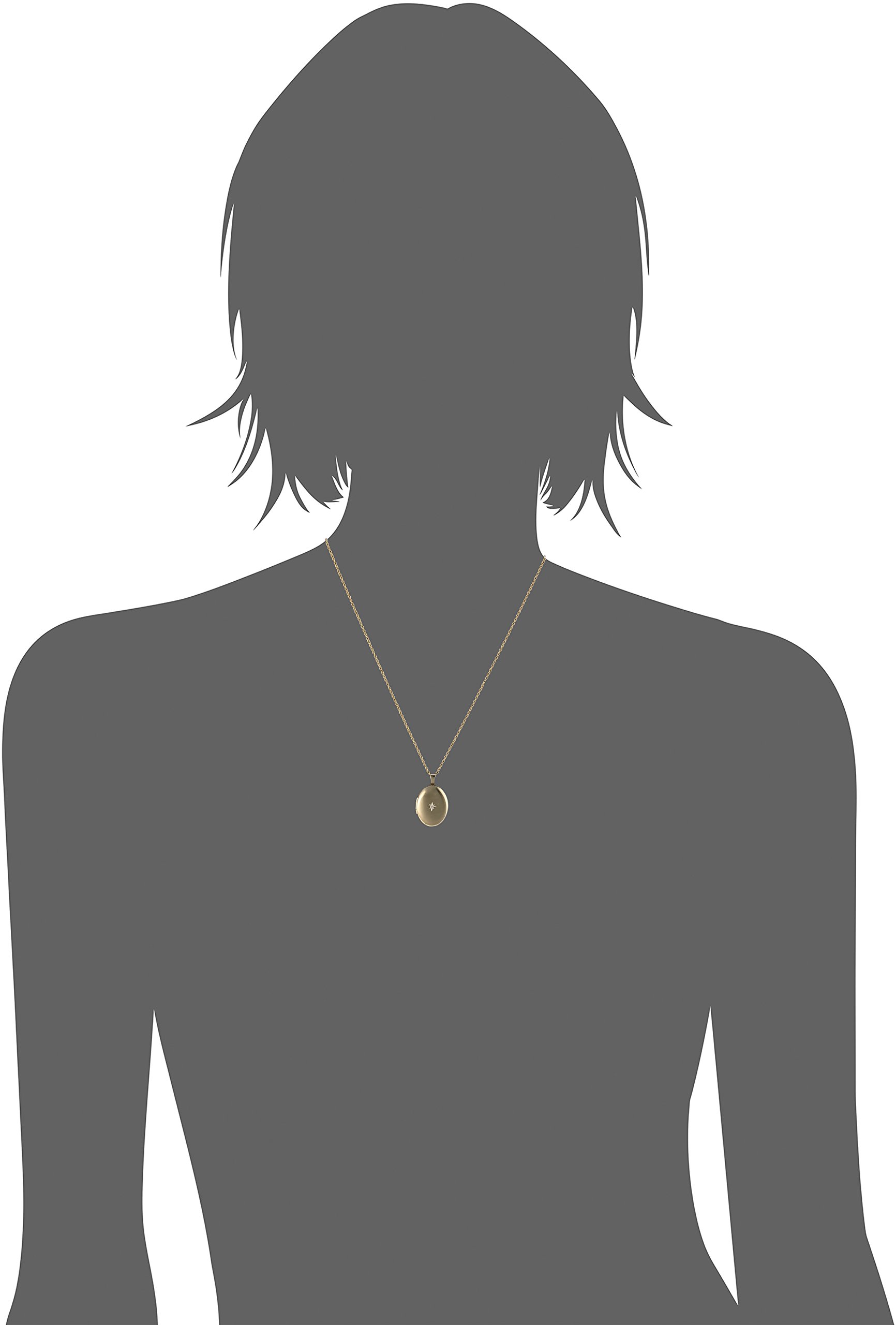 Amazon Essentials 14k Gold-Filled Polished Oval Pendant with Genuine Diamond Locket Necklace, 18" (previously Amazon Collection)