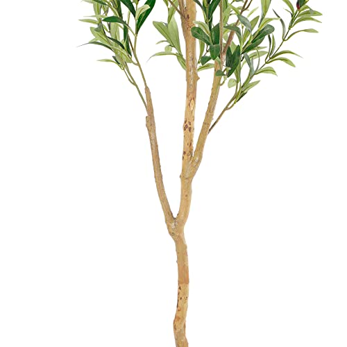 Bellacat Faux Olive Tree 5ft,Olive Trees Artificial Indoor with Natural Wood Trunk and Realistic Leaves and Fruits. 5 Feet(60in) Fake Olive Tree for Home House Office Décor.