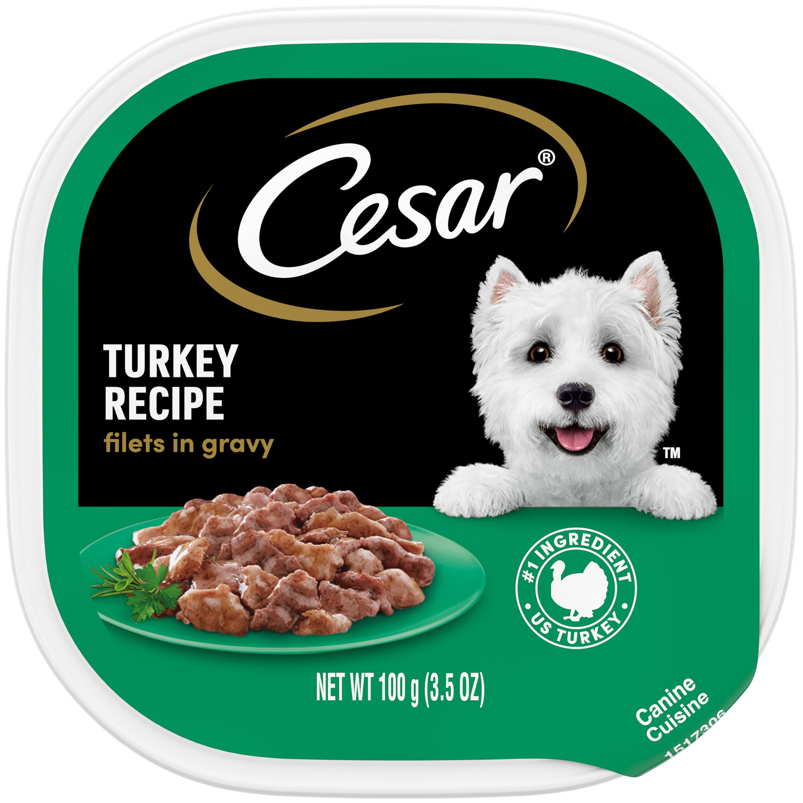 CESAR Soft Wet Dog Food Filets in Gravy Turkey Recipe, (24) 3.5 oz. Easy Peel Trays