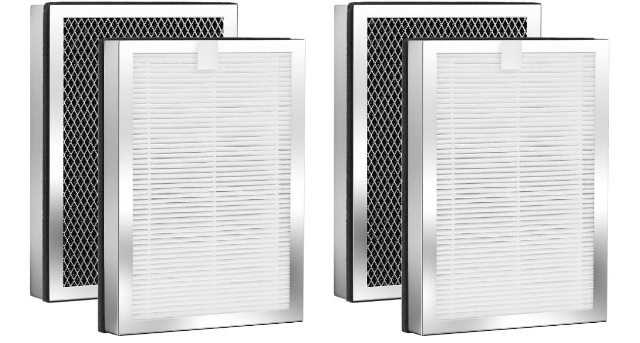 Homeland Goods 25 Replacement Filters Compatible with 25 B1/S1/W1 Air Purifier, 3-in-1 True Hepa and Activated Carbon Filter 4 Pack