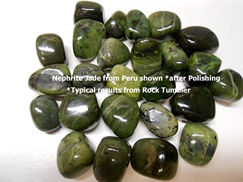 Rockhound's First Choice Rock Tumbler Gem Refill Kit - Natural Nephrite Jade Rough from Peru, Gemmy Green, 4 oz