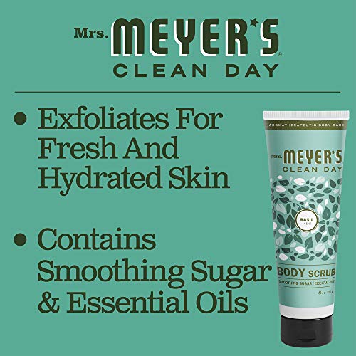 MRS. MEYER'S CLEAN DAY Exfoliating Body Scrub, Sugar Scrub that Leaves Skin Feeling Hydrated & Fresh, Made with Essential Oils, Basil, 8 oz