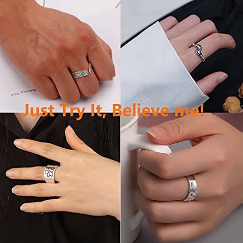 Aogrzun 16 Pcs Cool Silver Plated Frog Open Rings Set, Vintage Matching Rings, Cute and Stylish, Snake, Hug, Moon and Sun Rings for Couples for Women Men