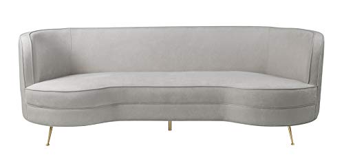TOV Furniture Flare Modern Glam Curved Living Room Sofa, 91", Cream
