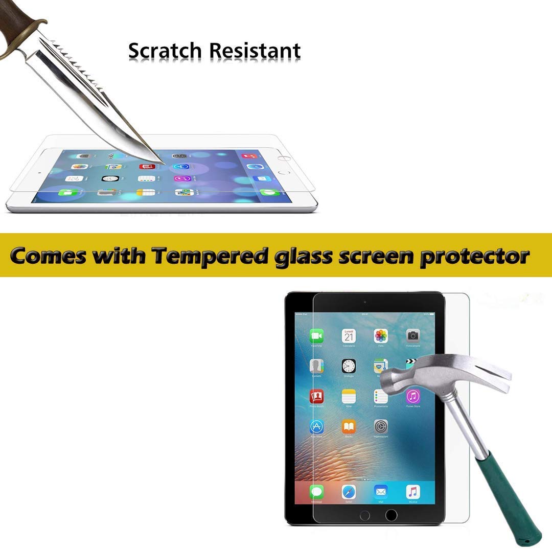 TopEsct Kids Case for iPad Mini 3, 2, 1 with Tempered Glass Screen Protector and Strap, Silicone Shockproof Cover for iPad Mini and iPad Mini 2(Blue)