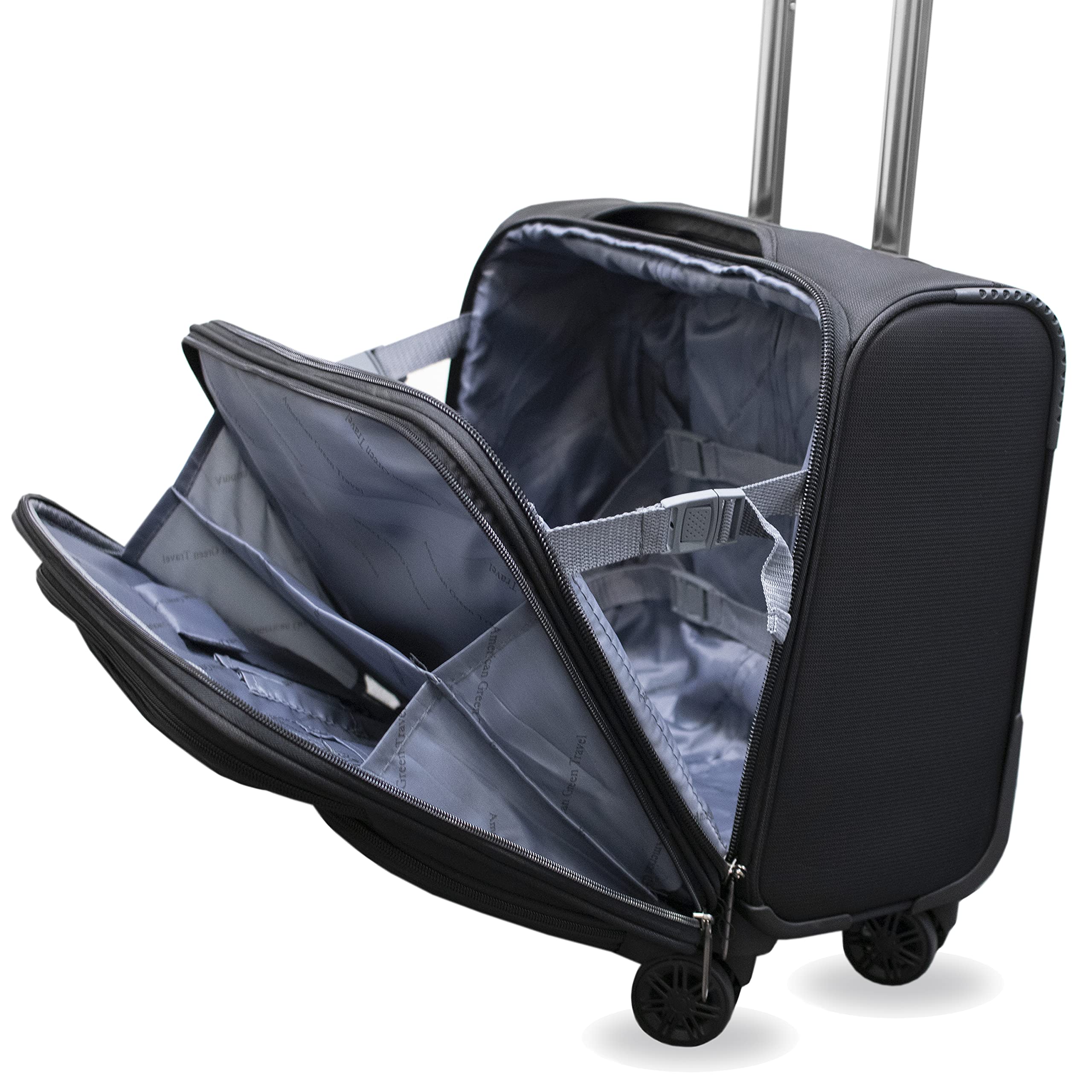 American Green Travel - Jefferson Rolling Laptop Bag with Spinner Wheels, Carry On Travel Briefcase, Work Computer Bag, Underseat Luggage, 17-Inch