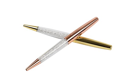 MengRan Rose Gold Pen Diamond Crystal Ballpoint Pens (Pack of 12)(rose gold)