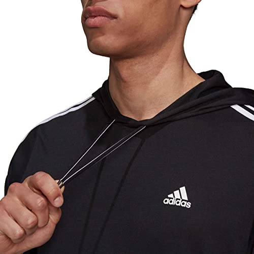 adidas Mens Lightweight Pullover Hoodie T-Shirt (X-Large, Black/White)