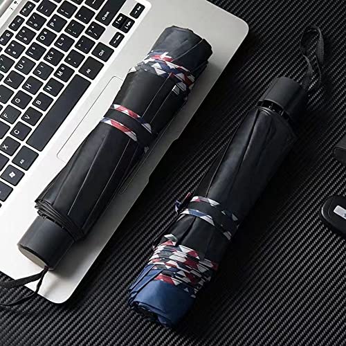 Travel umbrella, weatherproof folding umbrella, windproof tri-fold compact lightweight sun umbrella, men and women business umbrella, sun protection and UV protection portable backpack eight-bone umbrella (A-black)
