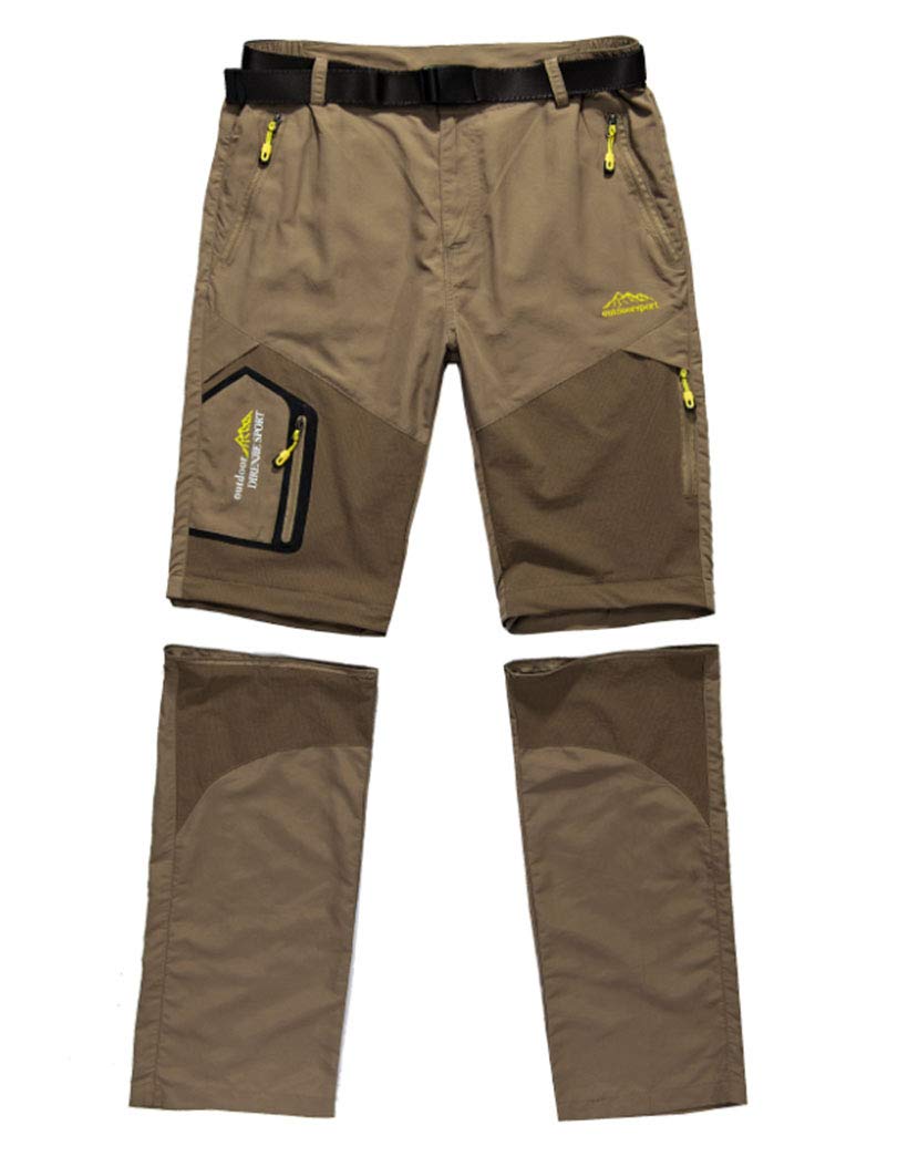 Amoystyle Men's Water-Repellent Quick Dry Convertible Hiking Pants Khaki Asian 7XL