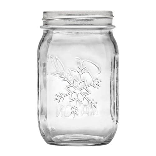 Ball Winter Collection Snowflake Pint REGULAR MOUTH Canning Jar, Bulk, 12 Jars (No Lid or Band)