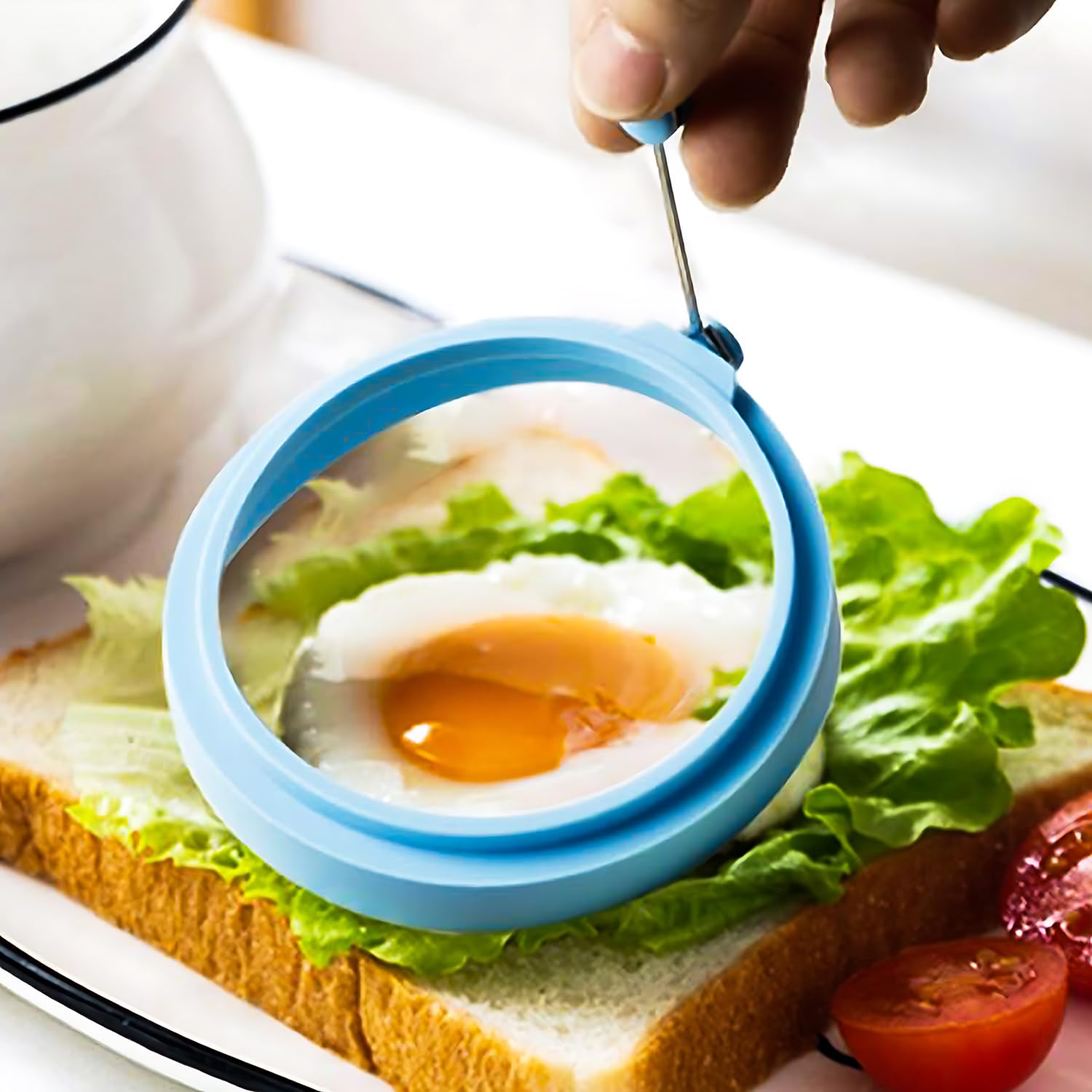 Boguish 4Pcs Egg Ring, Silicone Egg Rings Molds, Non Stick Griddle Egg Rings for Cooking, Fried Eggs and Breakfast, Multicolor