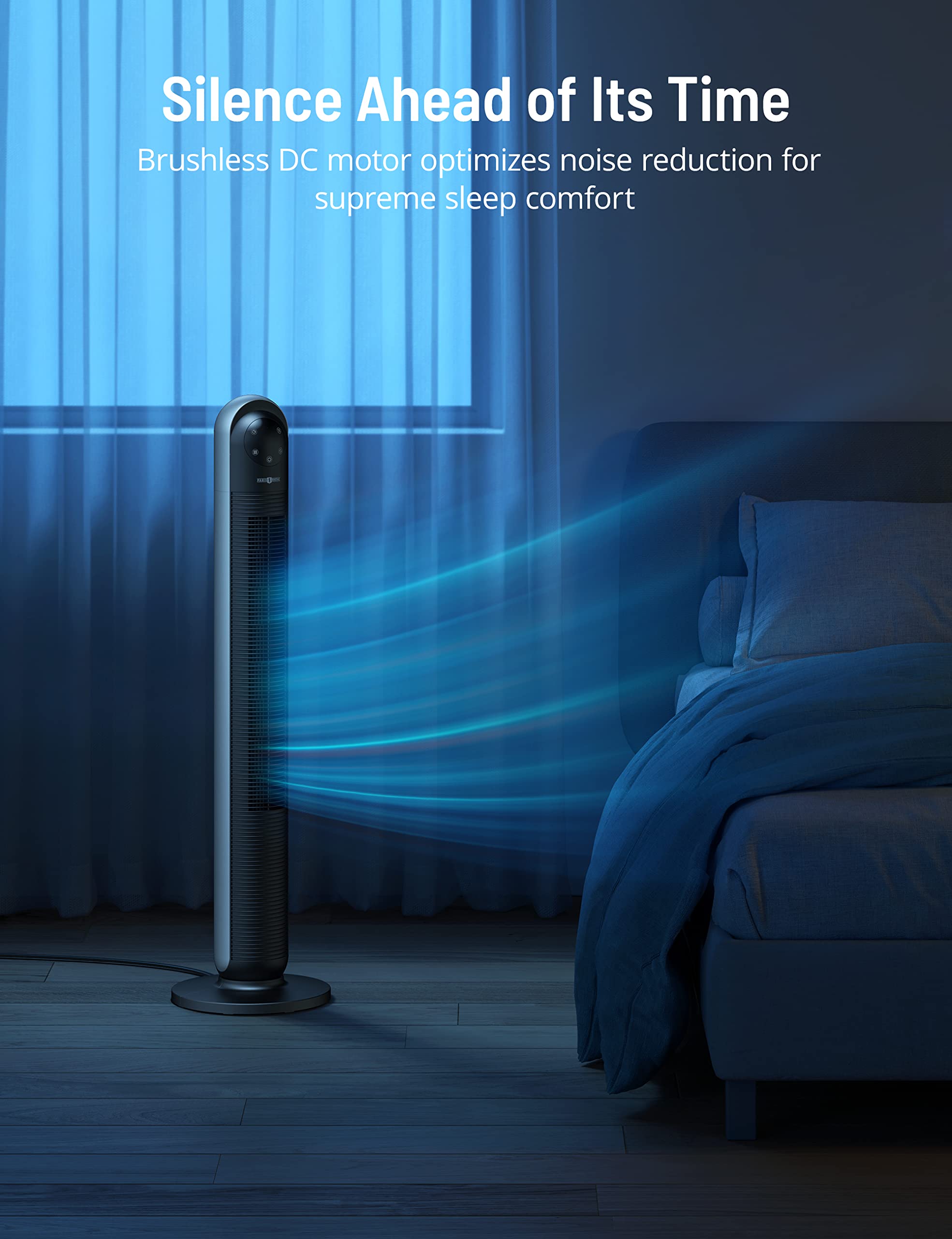Tower Fan, Paris Rhône Oscillating Tower Fan with 12 Speeds, 24H Timer, 3 Modes, LED Display, Remote Control, Quiet Operation, Portable Bladeless Fan for Bedroom, Living Room, Home Office