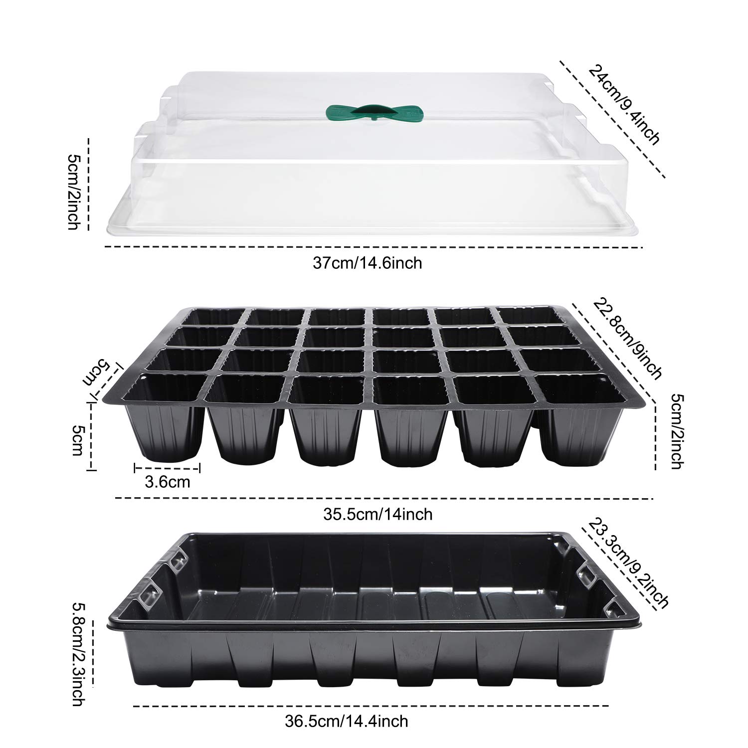 ANGTUO 10 Pack Seed Starter Tray with Humidity Dome and Lids 120 Cells Seedling Starter Kit Mini Greenhouse Grow Plant Tray for Gardening Germination
