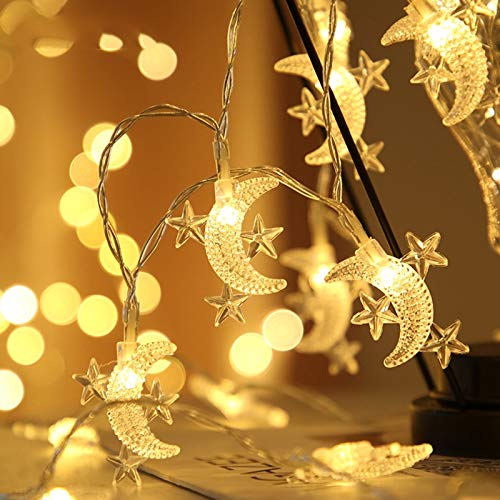 Diydeg Lamp String, 3Pcs 10LED Light String, Simple and Convenient Romantic and Relaxing Moon Star Pendant for Home Decoration, Garden Lighting Indoor and Outdoor