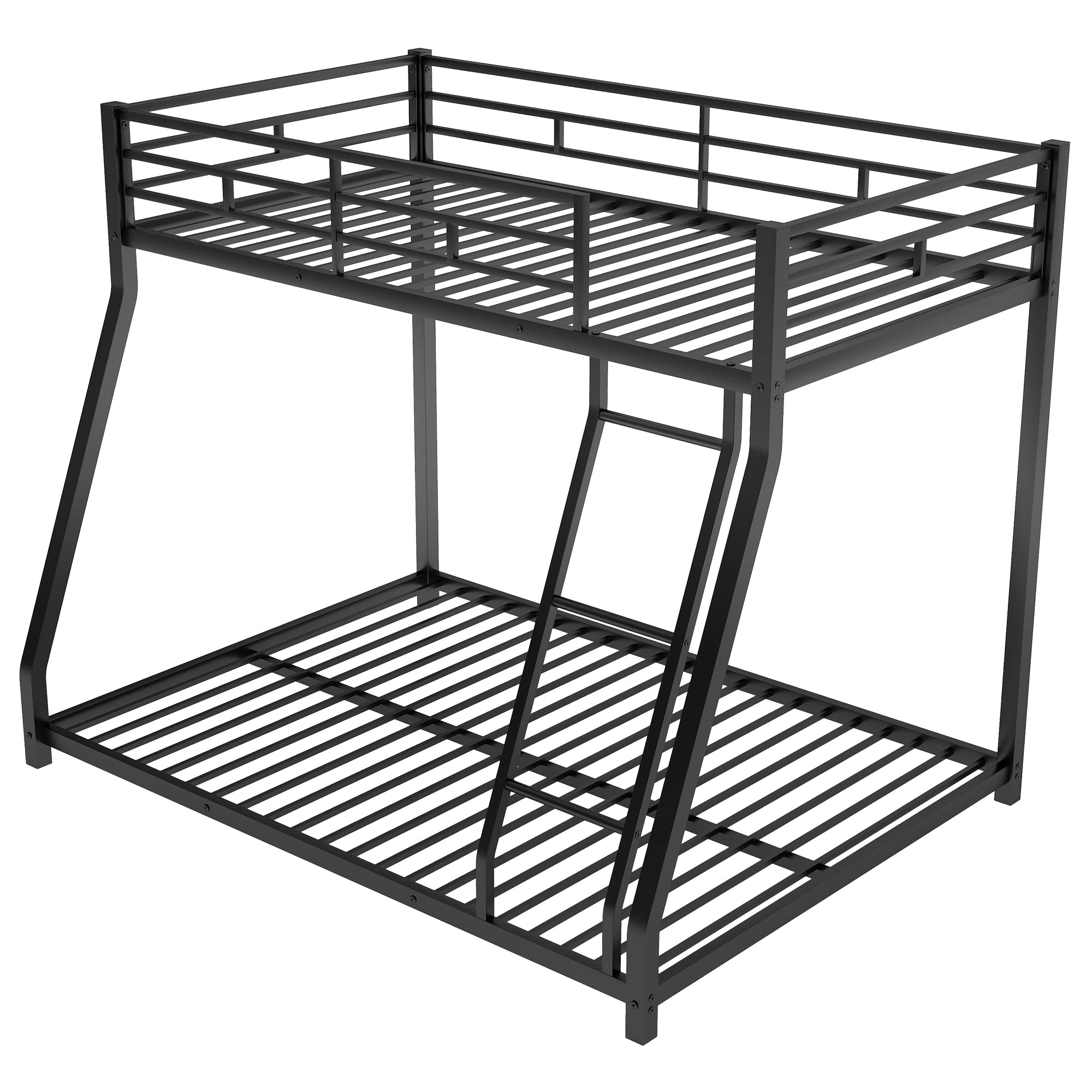Bellemave Twin Over Full bunk Bed,Metal Floor Bunk Bed, Bunk Bed for Kids, Adults, Bunk Bed for Boys, Girls, Adult bunk beds Heavy Duty, Black