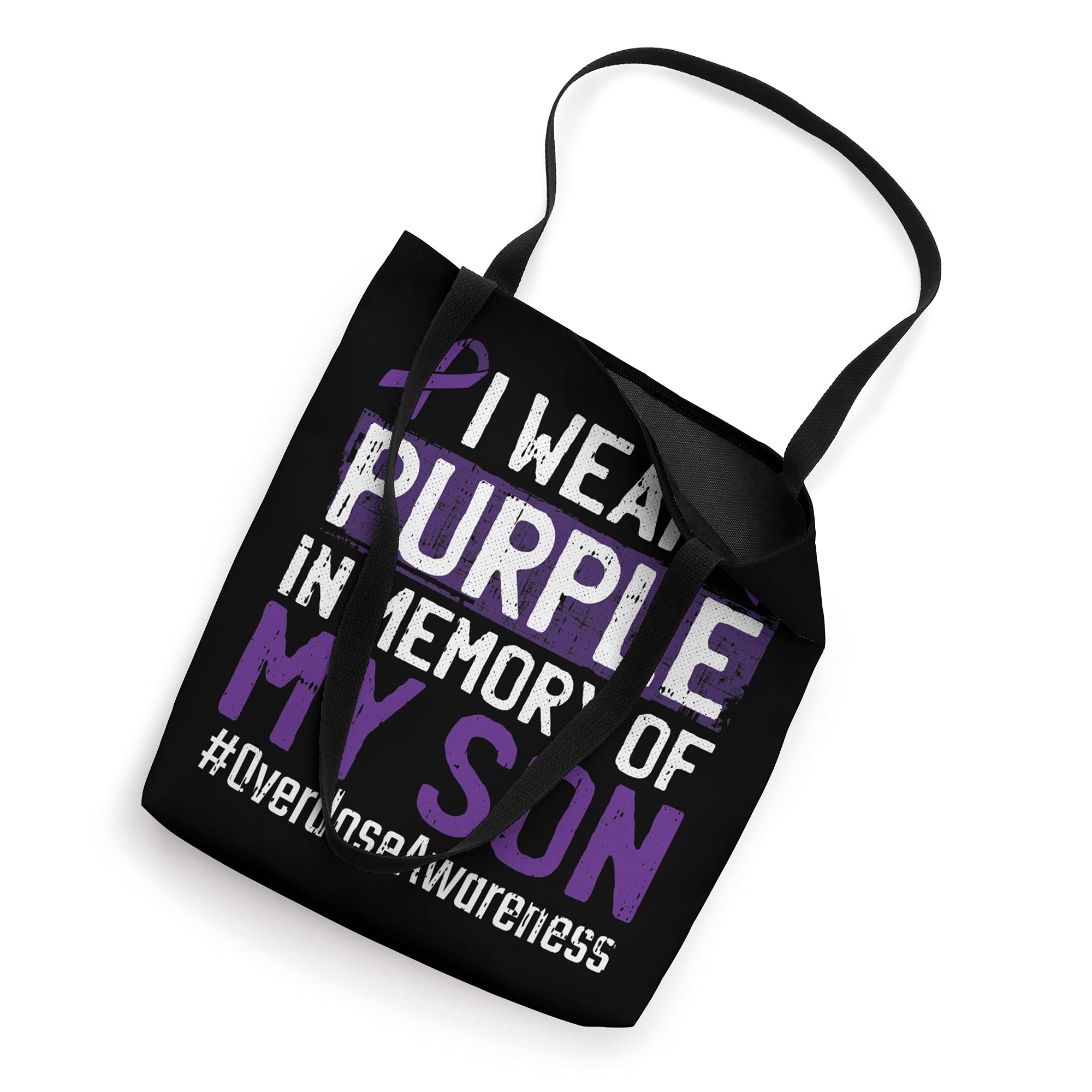 I Wear Purple For My Son Overdose Awareness Ribbon Tote Bag