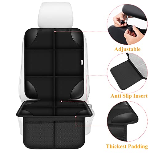 Meolsaek Car Seat Protector, Non-Slip Padded Backing Will Not Leave Imprint, Thickest Carseat Seat Protector for Child Car Seat 2 Pack for SUV, Sedan, Truck, Leather Car Seat (Black)