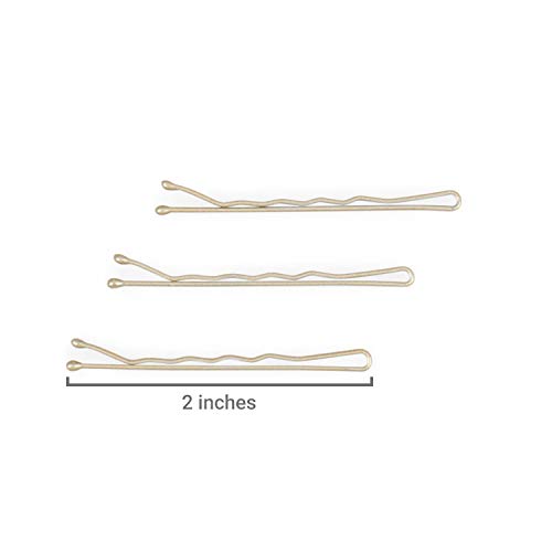 Heliums Bobby Pins - Light Ash Blonde - 2 Inch Wavy Hair Pins, Matte Metallic Color Blends with Light Ash Blonde Hair, 48 Count
