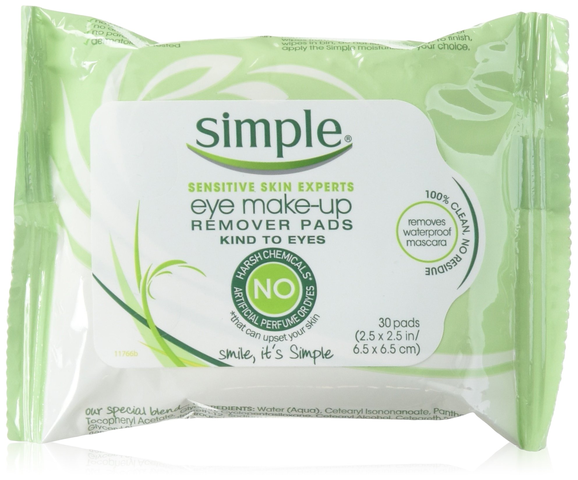 Simple Sensitive Skin Experts Eye Make-Up Remover Pads 30 ea (Pack of 6)