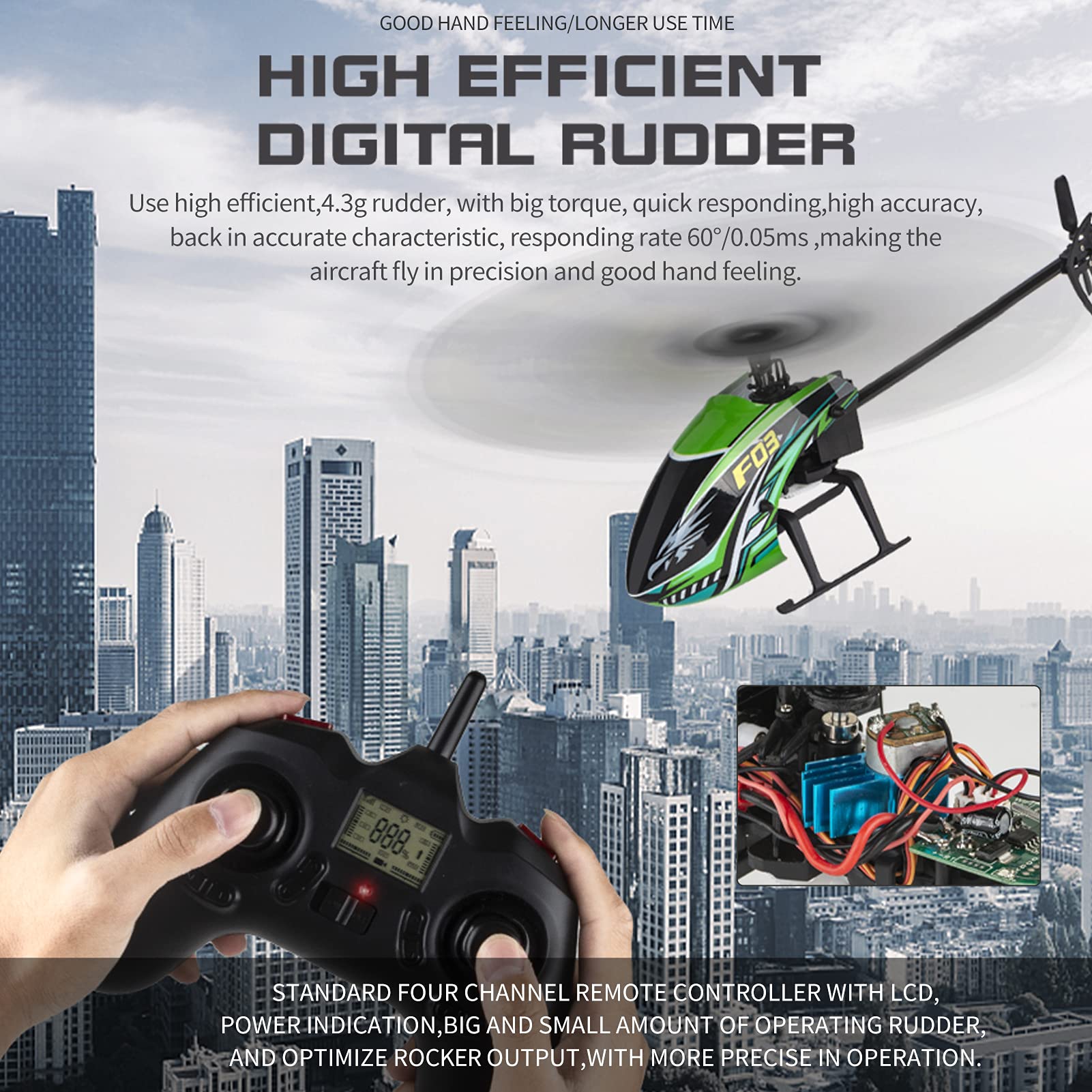 GoolRC F03 RC Helicopter, 4CH 2.4GHz Remote Control Helicopter with 6-Axis Gyro, Altitude Hold, One Key Take Off/Landing, Easy to Fly for Kids, Adults and Beginners, Include 3 Batteries