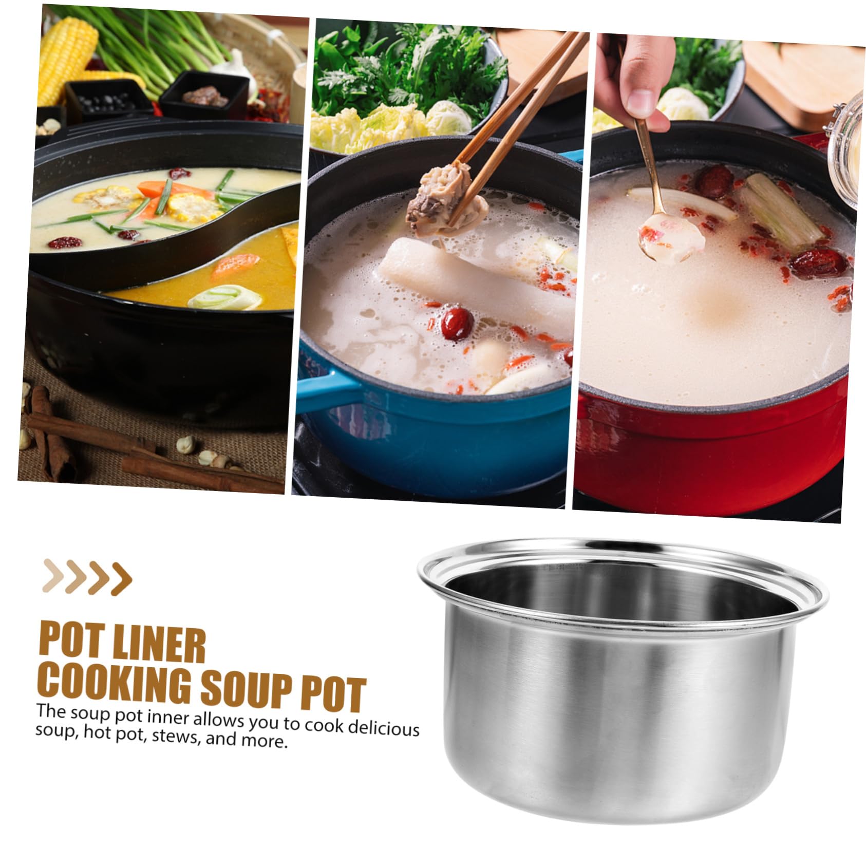 Ciieeo Small Hot Pot Liner Stainless Steel Cookware Rice Maker Pan Nonstick Cookware Rice Inner Tank Rice Cooker Pressure Pot Rice Cooking Pan Induction Hops Individual