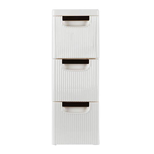 Rolling Cart Organizer Unit with Wheels Narrow Slim Rolling Storage Cart and Organizer Kitchen Storage Cabinet Beside Fridge Plastic Rolling Shelf with Drawers for Living Room Bathroom Bedroom