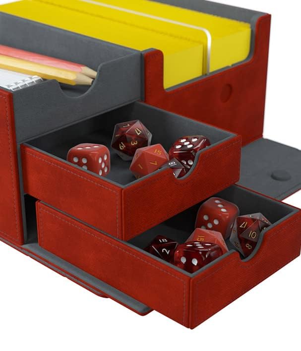 Gamegenic Game's Lair 600+ Convertible Deck Box in Red Color - Premium Game Storage Box Holds up to 600 Cards with Removable Cardboard