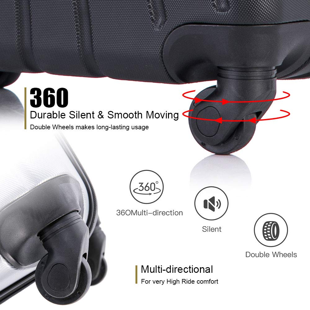 Apelila Fridtrip 4 Pieces Luggage Sets Hardshell Suitcase Carry On Luggage With Spinner Wheels (3 PCS ABS, Rose Gold)