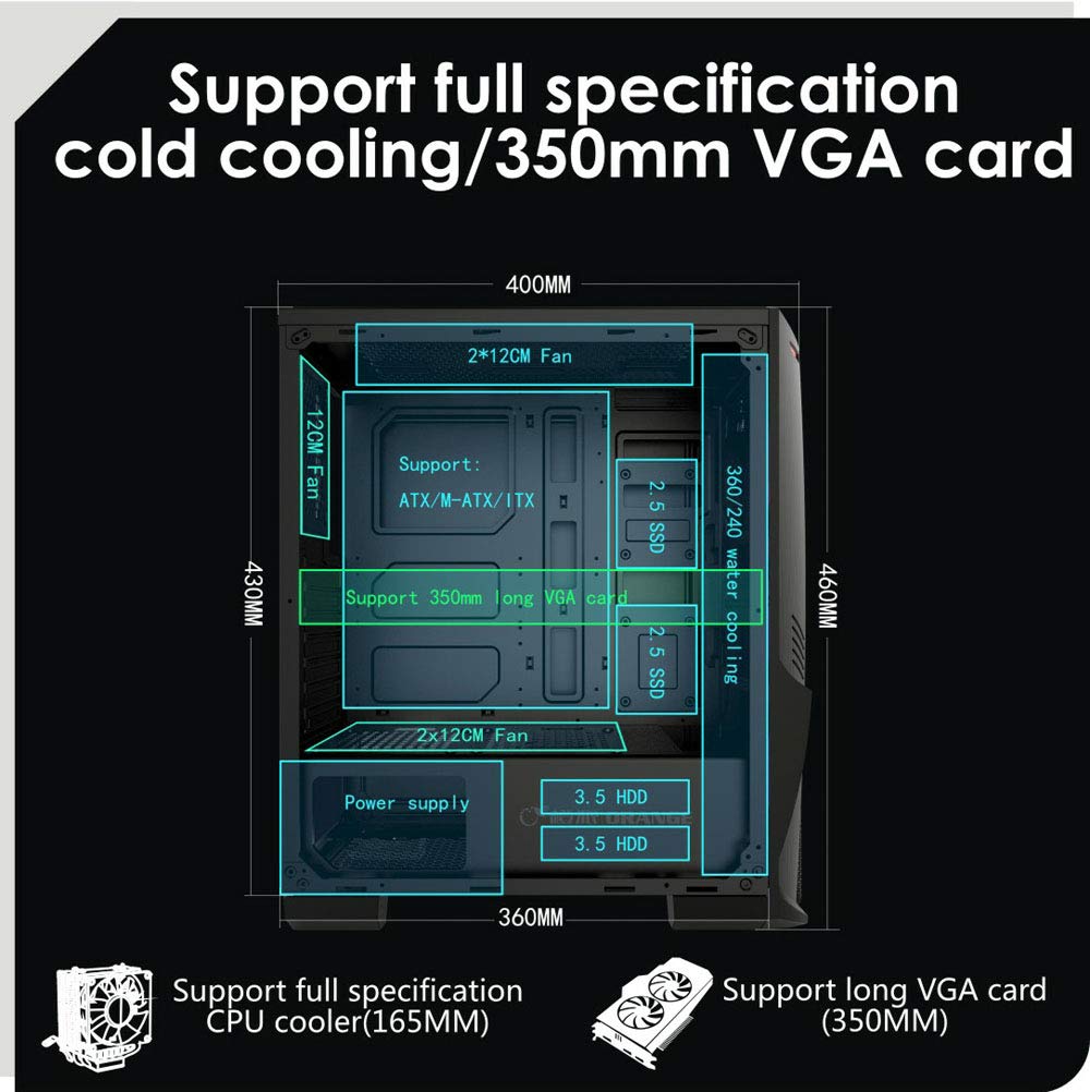 Apevia Crusader-F-PK Mid Tower Gaming Case with 1 x Full-Size Tempered Glass Panel, Top USB3.0/USB2.0/Audio Ports, 4 x RGB Fans, Pink Frame