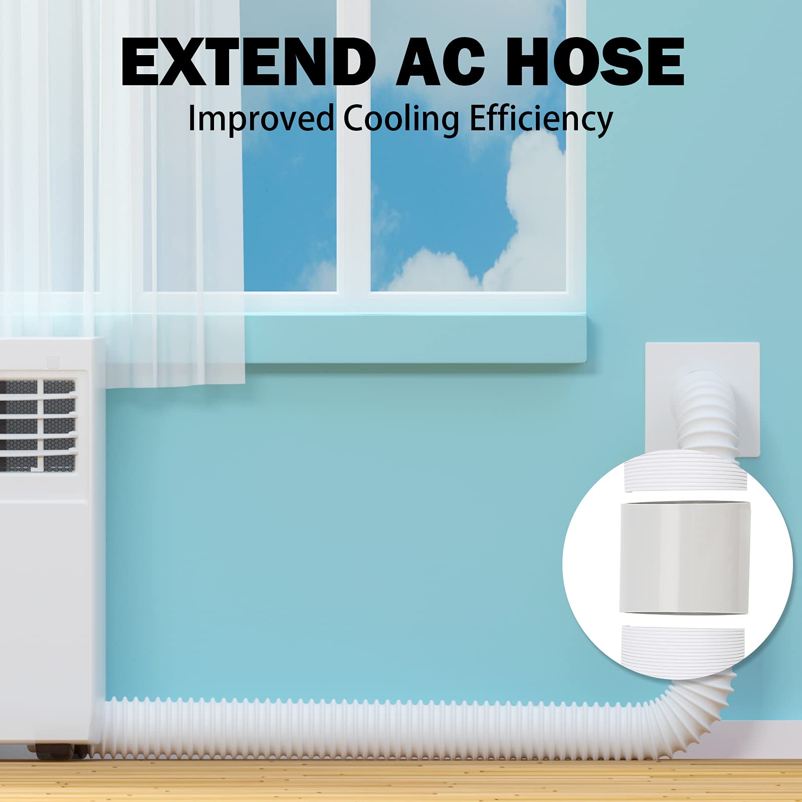 Portable AC Coupler 5.9 inch (150mm) Air Conditioner Accessories Exhaust Hose Coupler, Support Clockwise/Counter-Clockwise Thread, AC Hose Coupler Coupling Extension Connector