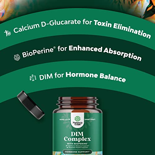 Extra Strength Diindolylmethane DIM Supplement - 300mg DIM Complex Men and Womens Hormone Balance Supplement with DIM SGS and Calcium D-Glucarate - Herbal DIM Supplement for Men and Women 30 Servings