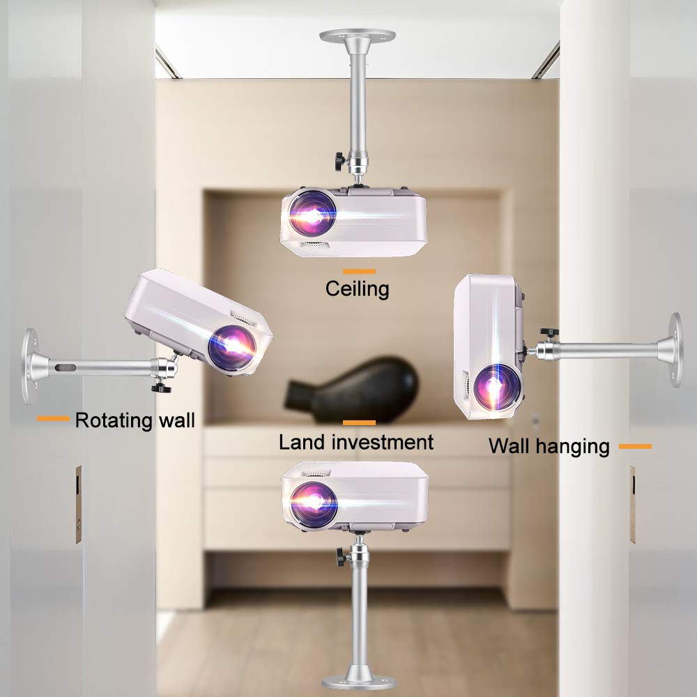 Angrox Mini Projector Mount, Projection 360 Degree Mini Stand/Mount for DR.J/VANKYO/QKK/PVO/AuKing/Jinhoo/DBPOWER/Anker/AAXA and Most Other Mini Projector-Silver