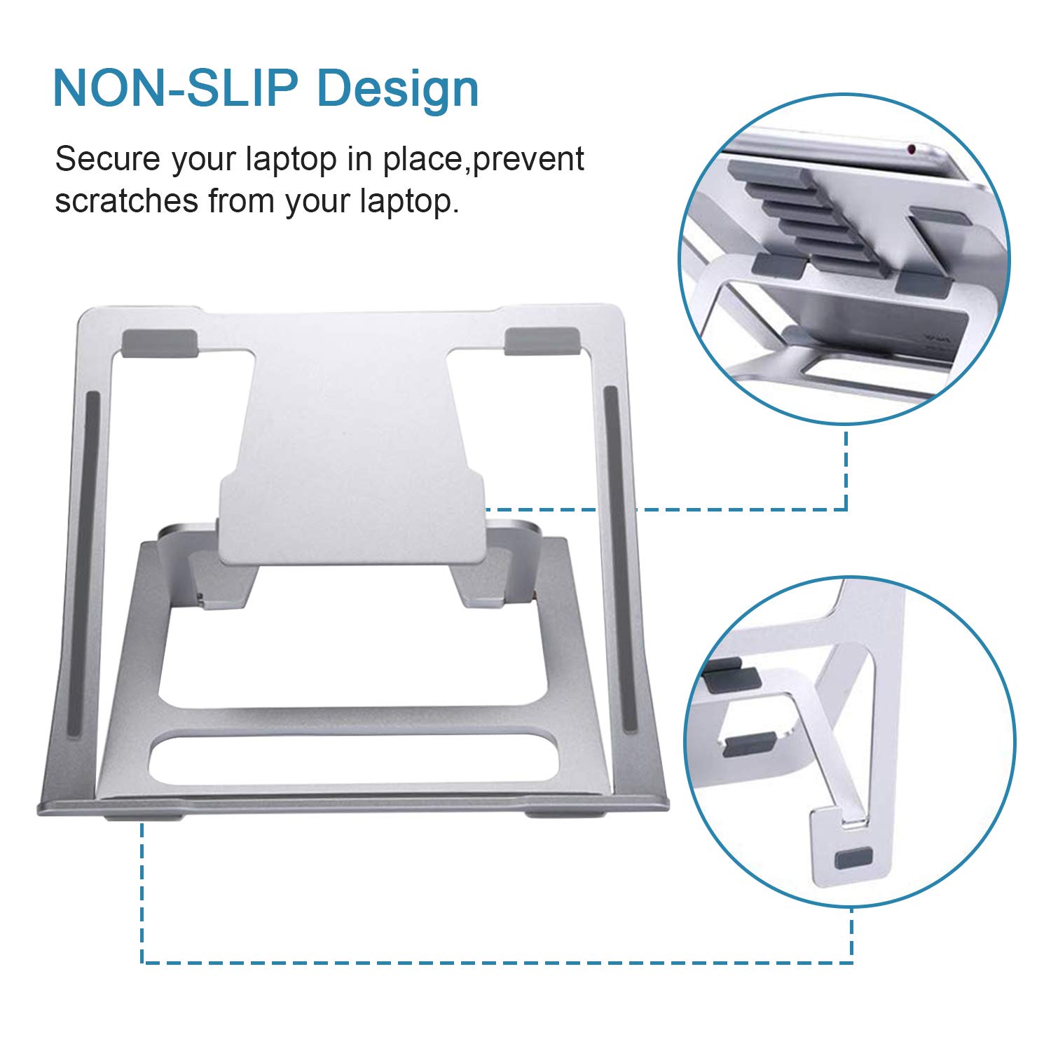 Adjustable Laptop Stand,Ventilated Portable Ergonomic Notebook Riser for Desk,Multi-Angle Adjustable Portable Anti-Slip Mount for MacBook, Surface Laptop, Notebook, 10"-17" Tablet