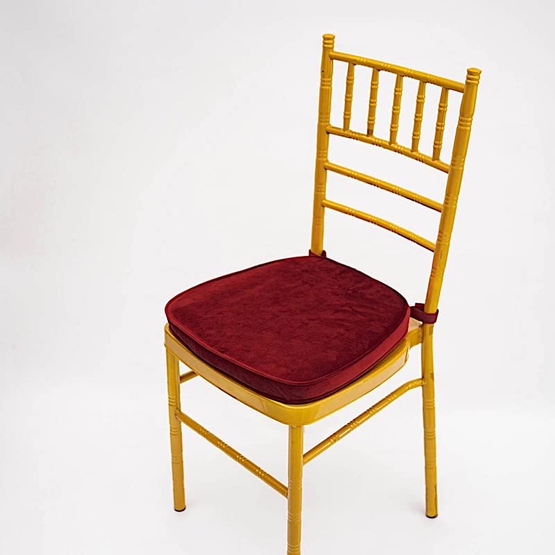 BalsaCircle 2 in Thick Wine Velvet Chiavari Chair Cushion with Removable Cover Wedding Party Reception Dinner Catering Decorations