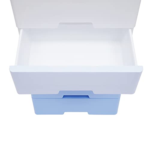 Plastic Storage Cabinet,5 Drawer Stackable Vertical Clothes Storage Tower,Lockers can be Placed in Bedrooms Bathrooms Livingrooms (Blue)