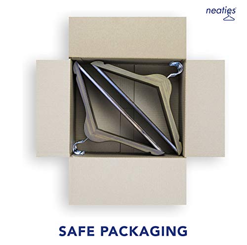 Neaties Bamboo Wood Hangers | Walnut Finish | with 360° Degree Swivel Hook & Smooth Cut Notches | 24Pack