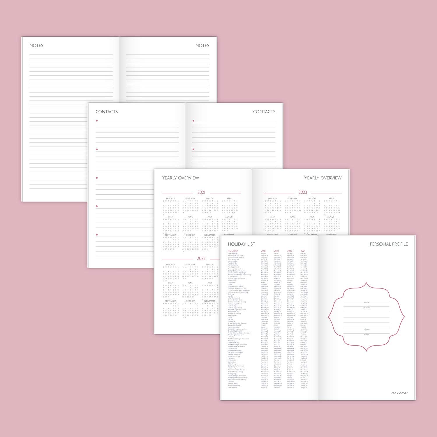 Academic Planner 2021-2023, AT-A-GLANCE Two Year Monthly Planner, 3-1/2" x 6", Pocket Size, for School, Teacher, Student, Badge Floral (1535F-021A)
