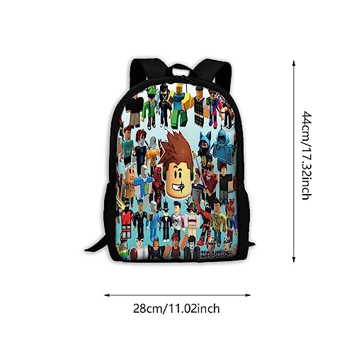 CNLAUKY Gamer Backpack 17 Inch, Anime Backpack Large Capacity Travel Backpacks Light Schoolbag for Boys Girls Camping Hiking (Blue)