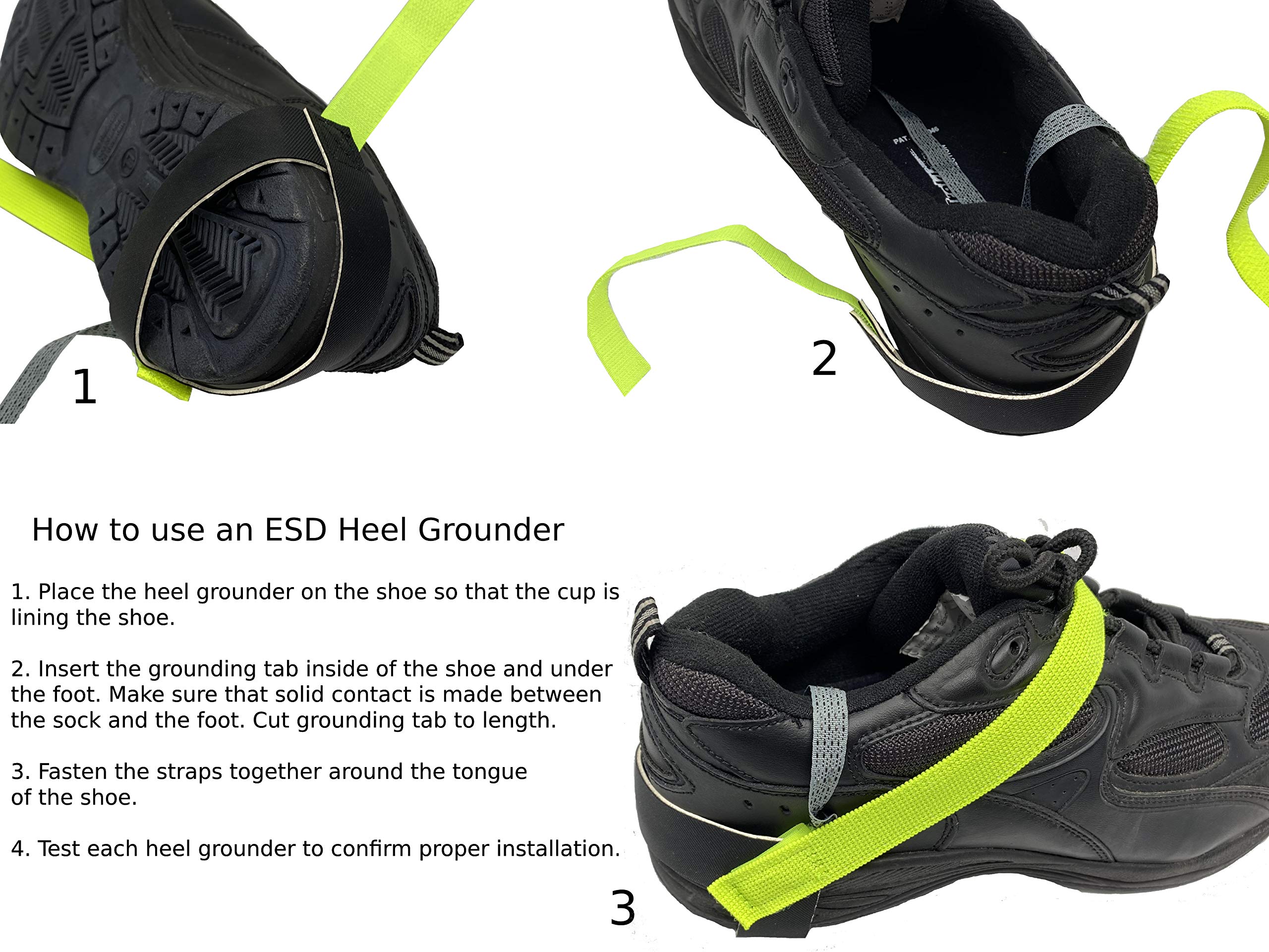 Adjustable One Size Fits All Anti Static 1M Ohm ESD Reusable Foot Heel Straps Premium Quality Perfect for Grounding, Removing Static, Protecting Electronics Against Electric Shock - Yellow - 2 Pieces