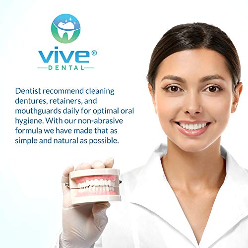 Vive Dental Retainer & Denture Tabs - Cleaner Tablets - for Mouthguard, Night Guard, Removable Partial or Full False Teeth - Overnight, Antibacterial Cleanse - Cleaning Removes Stains, Plaque, Odor