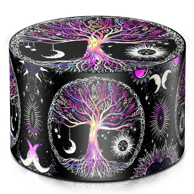 Grinder Spice Grinder Grinder,3.0 Inch Bohemian Tree Of Life,Zinc Alloy Grinder,Easy To Carry Easy To Clean,Perfect Gift
