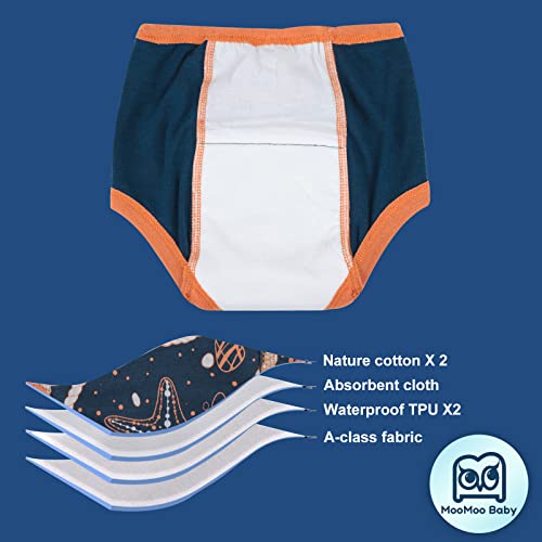 MooMoo Baby 8 Packs Potty Training Pants Cotton Absorbent Training Underwear for Toddler Baby Boy 3T