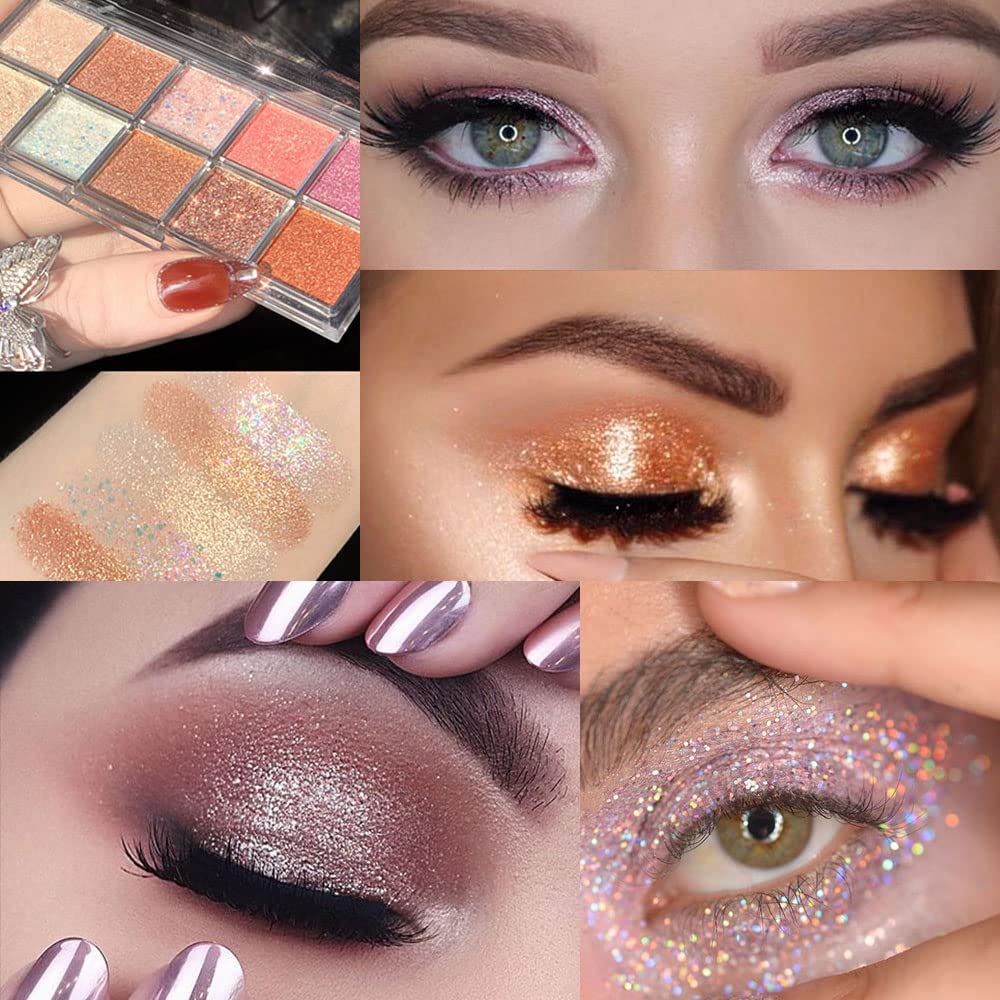 AMY'S DIARY White Glitter Purple Gold Pink Brown Shimmer Eye Eyeshadow Make Up Palette Pallet,10 Colors Glitter Shimmer Eye shadow Palette Makeup for Girl