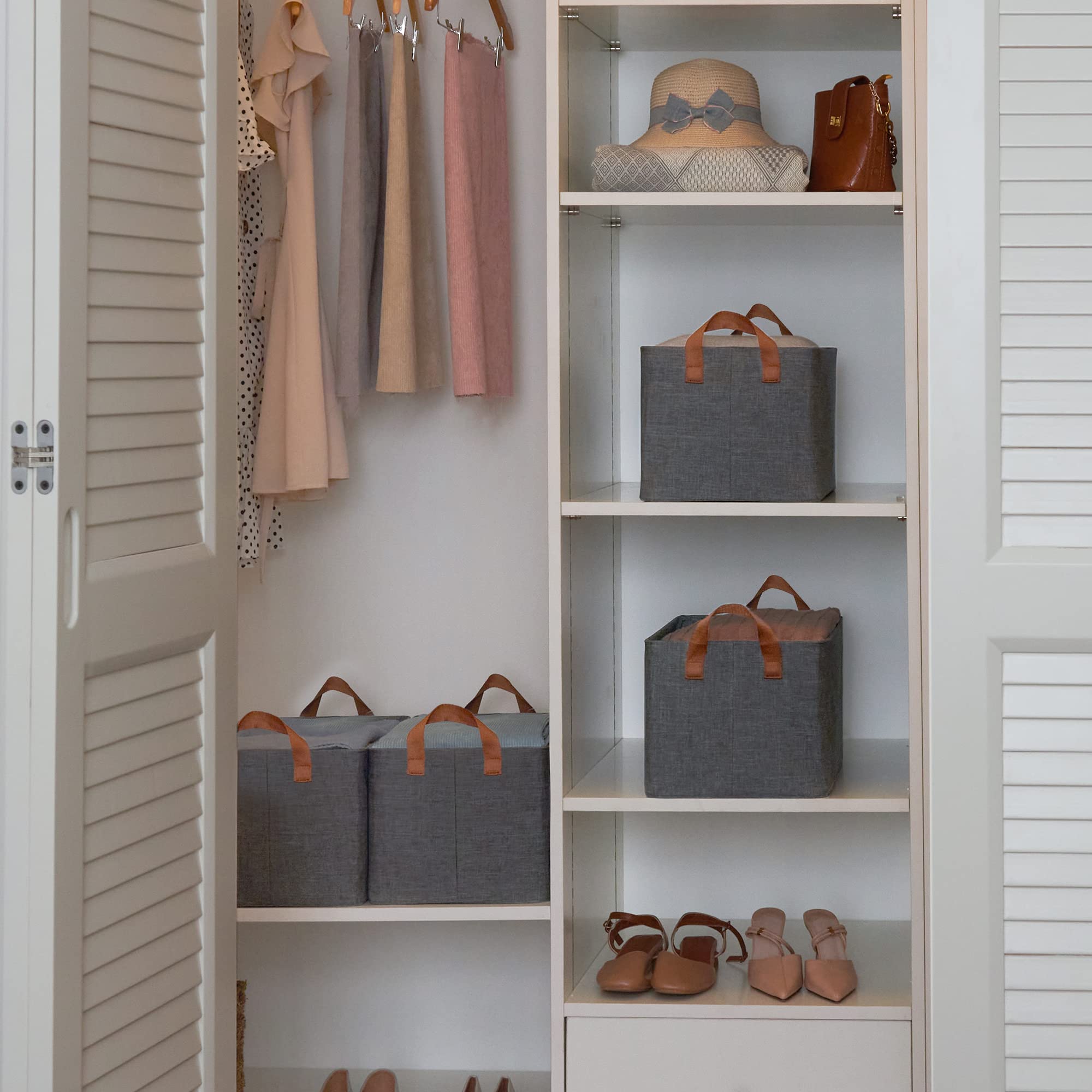 GRANNY SAYS Closet Storage Bins, Large Clothing Bins, Closet Shelf Organizer with Metal Frame, Storage Baskets for Shelves, Fabric Bins for Storage, Bins for Closet Organization, Sky Blue, 2-Pack