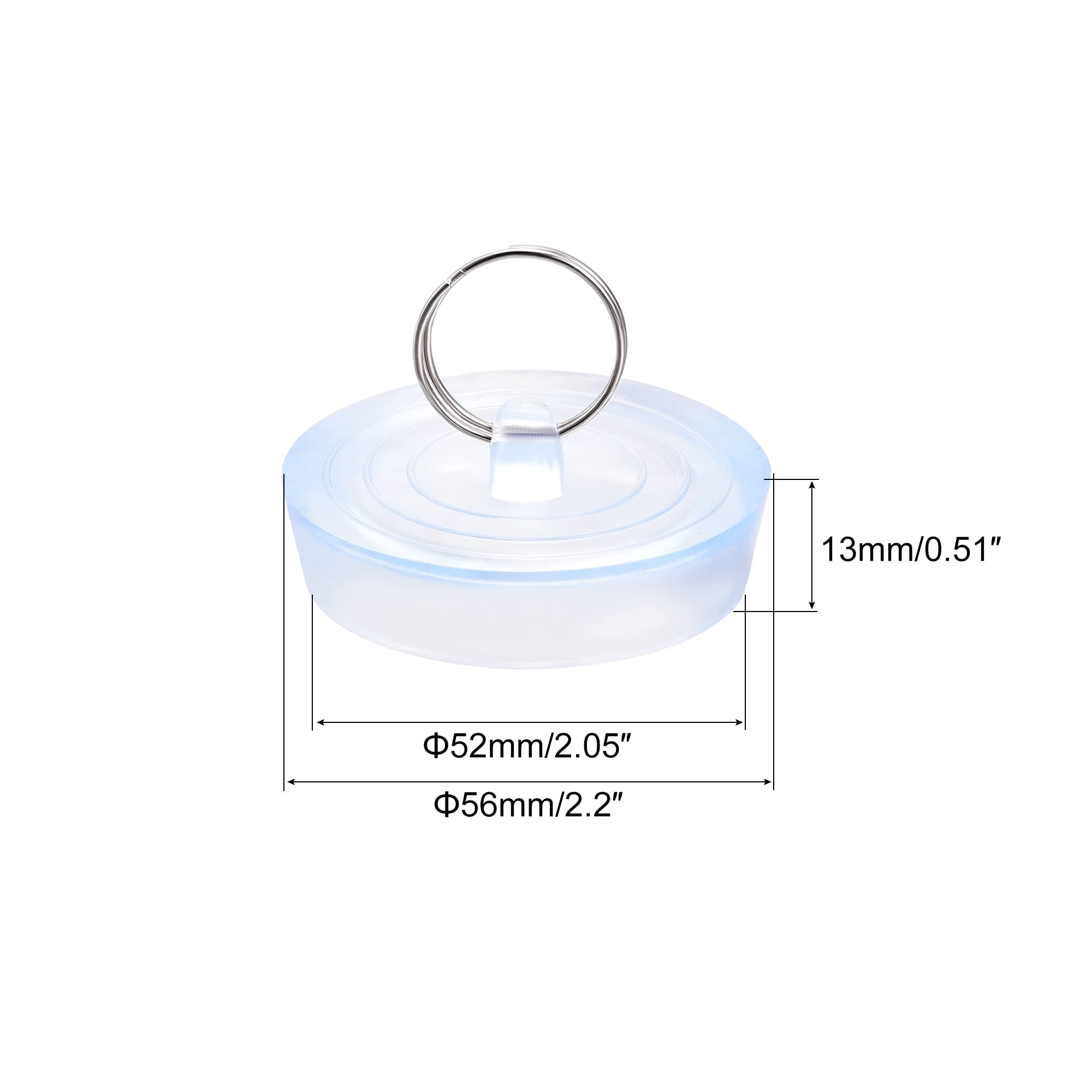uxcell Rubber Sink Plug, Clear Drain Stopper Fit 2-1/8" to 2-3/16" Drain with Hanging Ring for Bathtub Kitchen and Bathroom